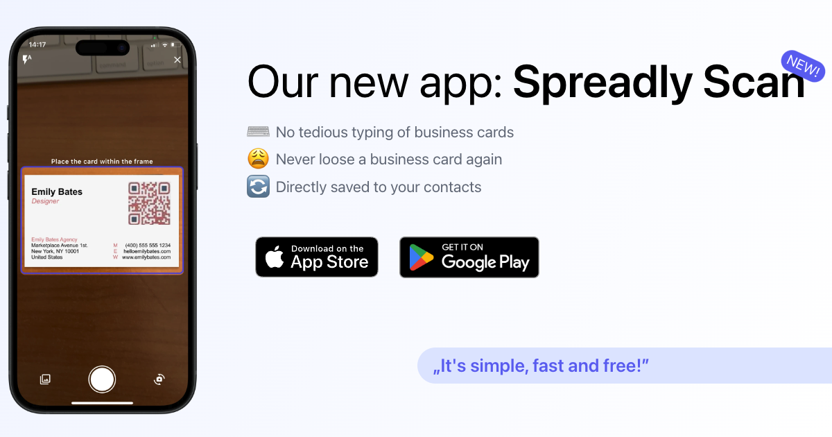 Scanner de cartes de visite pour iOs et Android • Spreadly